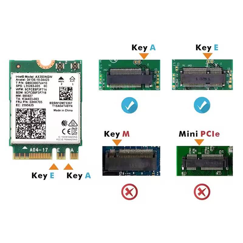 Intel AX200 Çift Bant WiFi 6 M.2 Ağ Kartı Kiti Bluetooth 5.2 Destekli ...